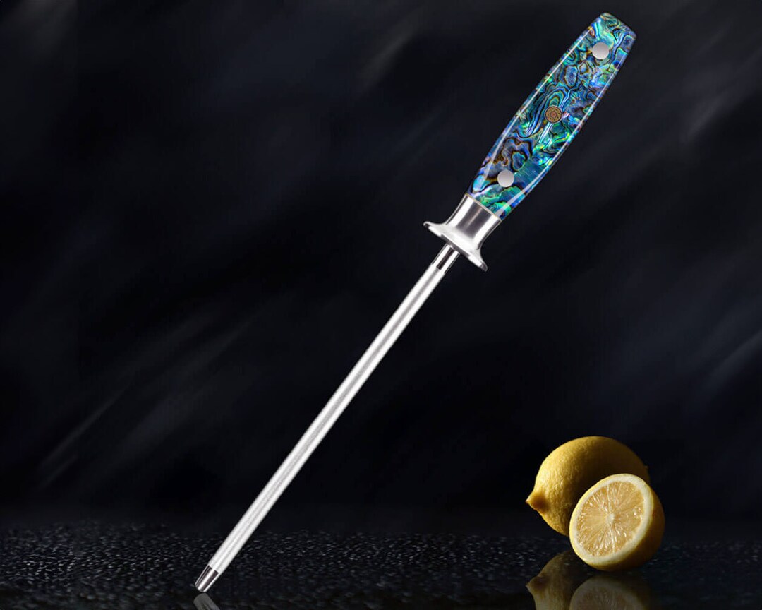 Professional Sharpening Steel With Emery Rod & Real Abalone Shell ...