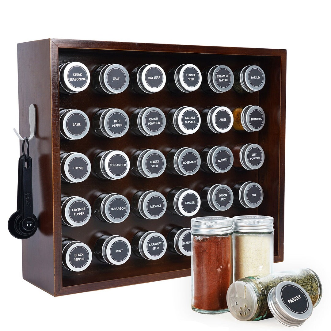 Beautifully Crafted Spice Rack Set With Mahogany Finish Includes 30 ...