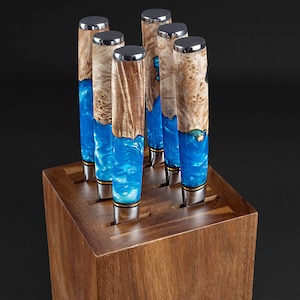 Rotating Magnetic Knife Block - Natural Acacia Hardwood Knife Stand ...