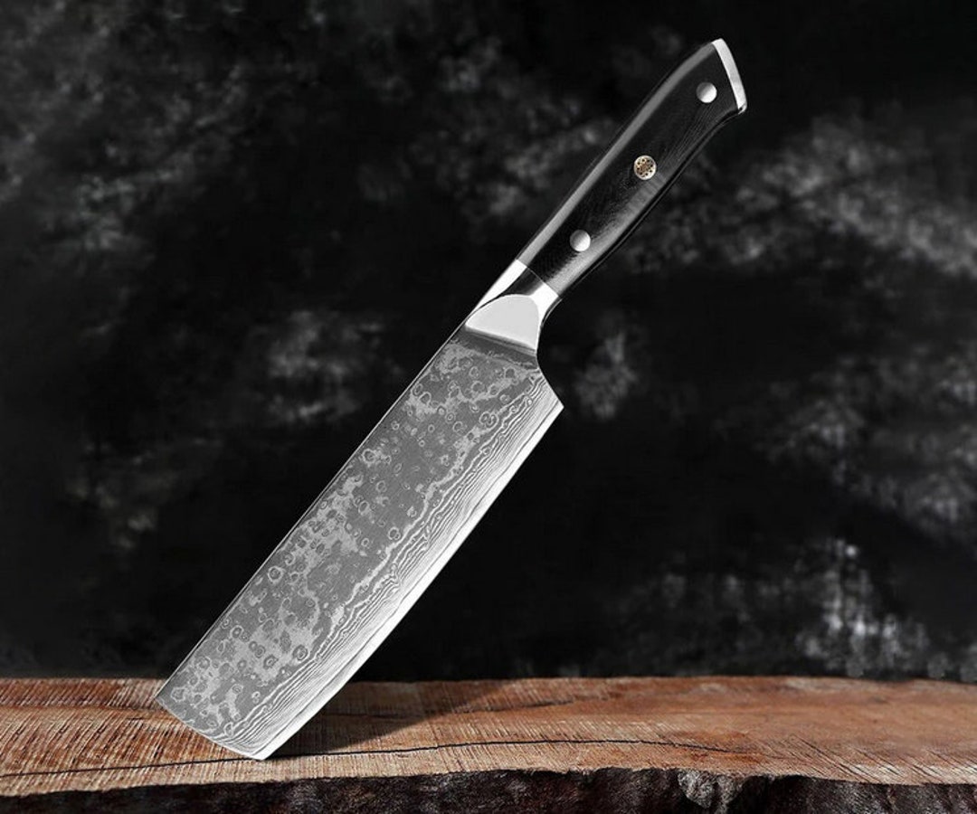Damascus Steel Cleaver Knife Japanese Meat Cleaver Nakiri Professional ...