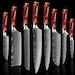 Stunning 8-piece Crimson Red Kitchen Knife Set With Damascus Pattern ...