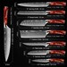 Stunning 8-piece Crimson Red Kitchen Knife Set With Damascus - Etsy
