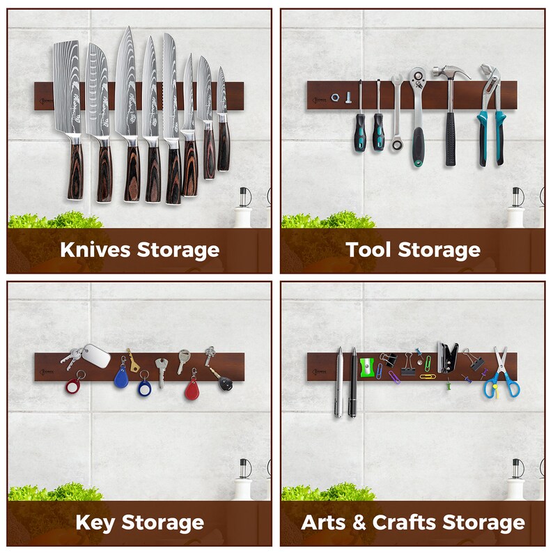 Natural Acacia Wood Magnetic Knife Strip Adhesive Strips - Etsy