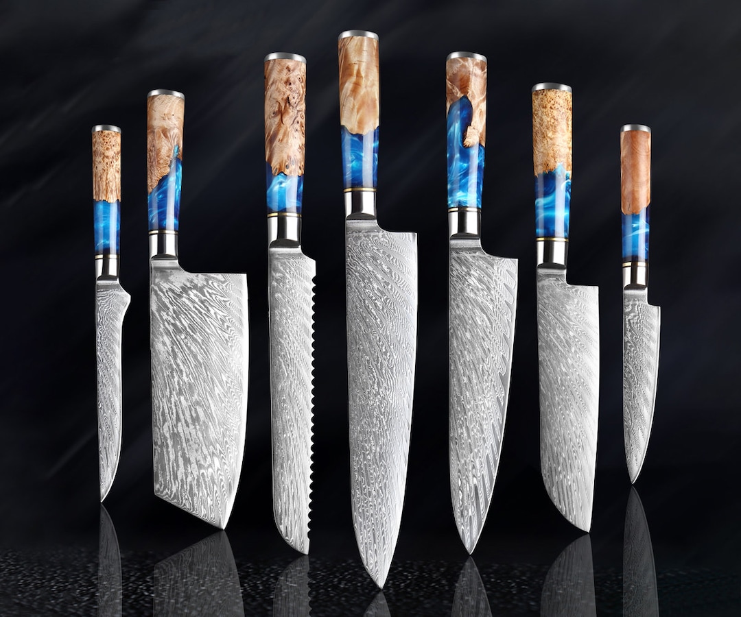 67-layer Damascus Steel Kitchen Knife Set 7-piece Japanese Chef Knife ...