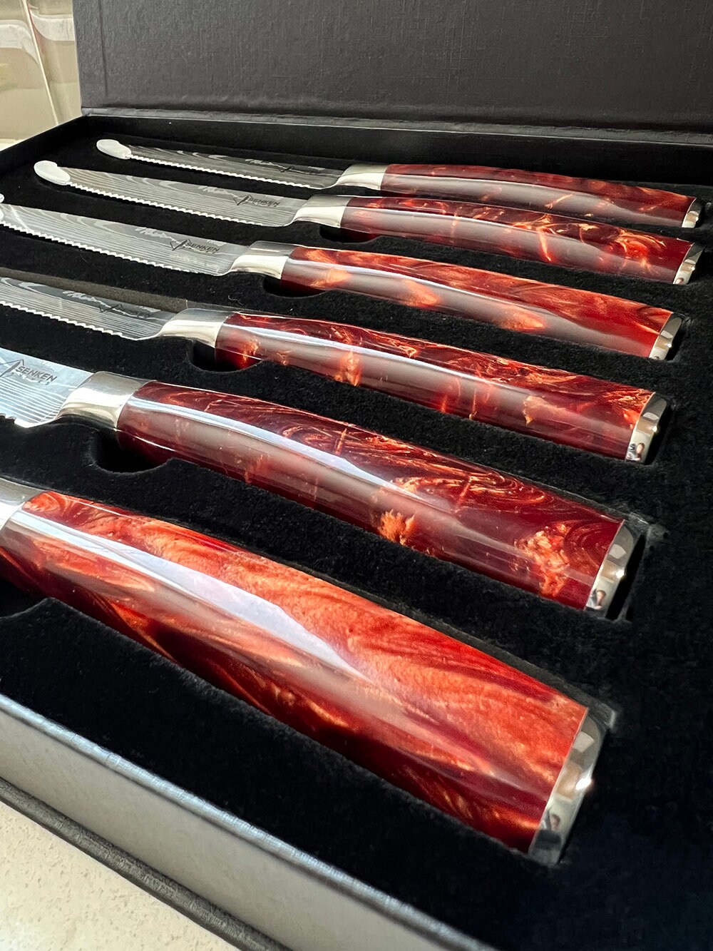 16-piece Natural Acacia Wood Knife Block Set Damascus - Etsy