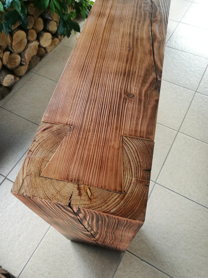 Console Table Made of Old Solid Wood Beams Joined in Dovetail. Rustic ...