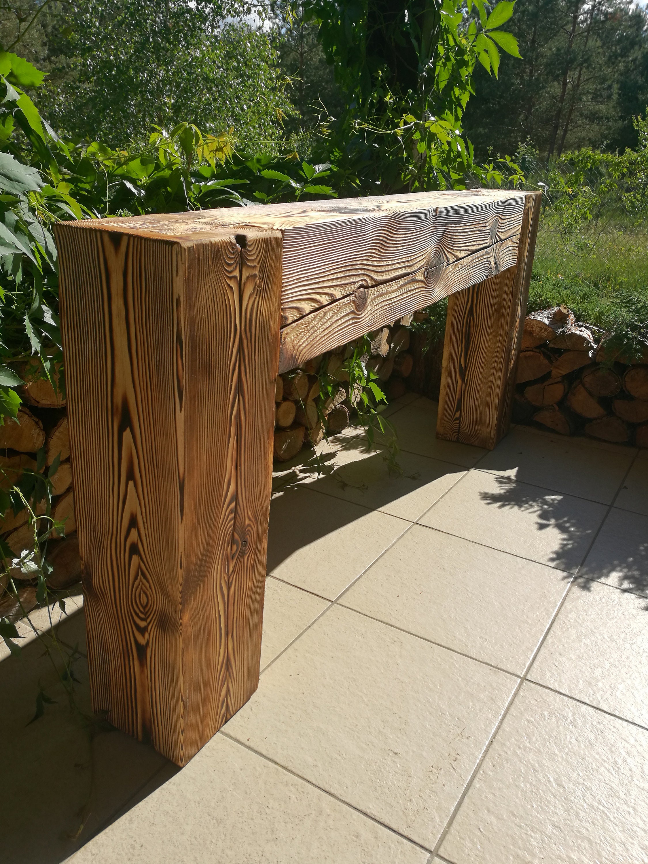 Console Table Made of Old Solid Wood Beams Joined in Dovetail. - Etsy