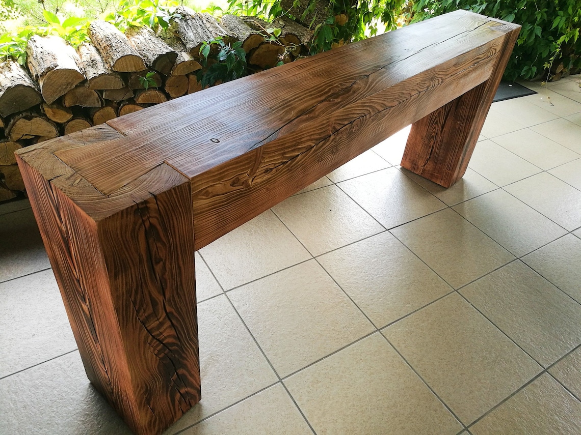 Console Table Made of Old Solid Wood Beams Joined in Dovetail. - Etsy