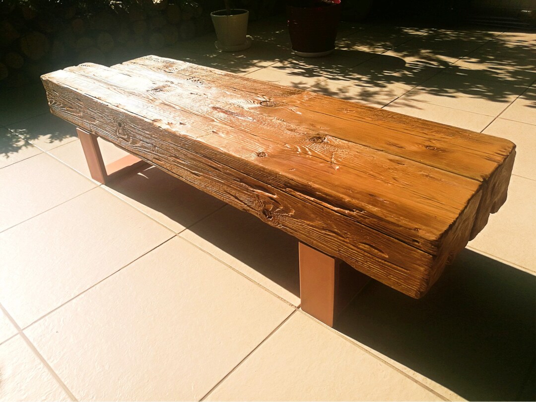 Console Table Made of Old Solid Wood Beams. Rustic Style. Modern Barn ...