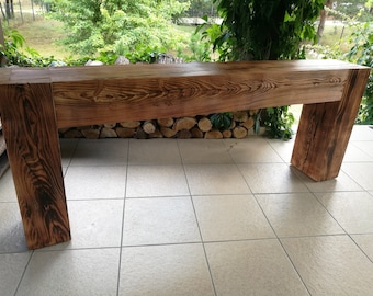 Console Table Made of Old Solid Wood Beams Joined in Dovetail. Rustic ...