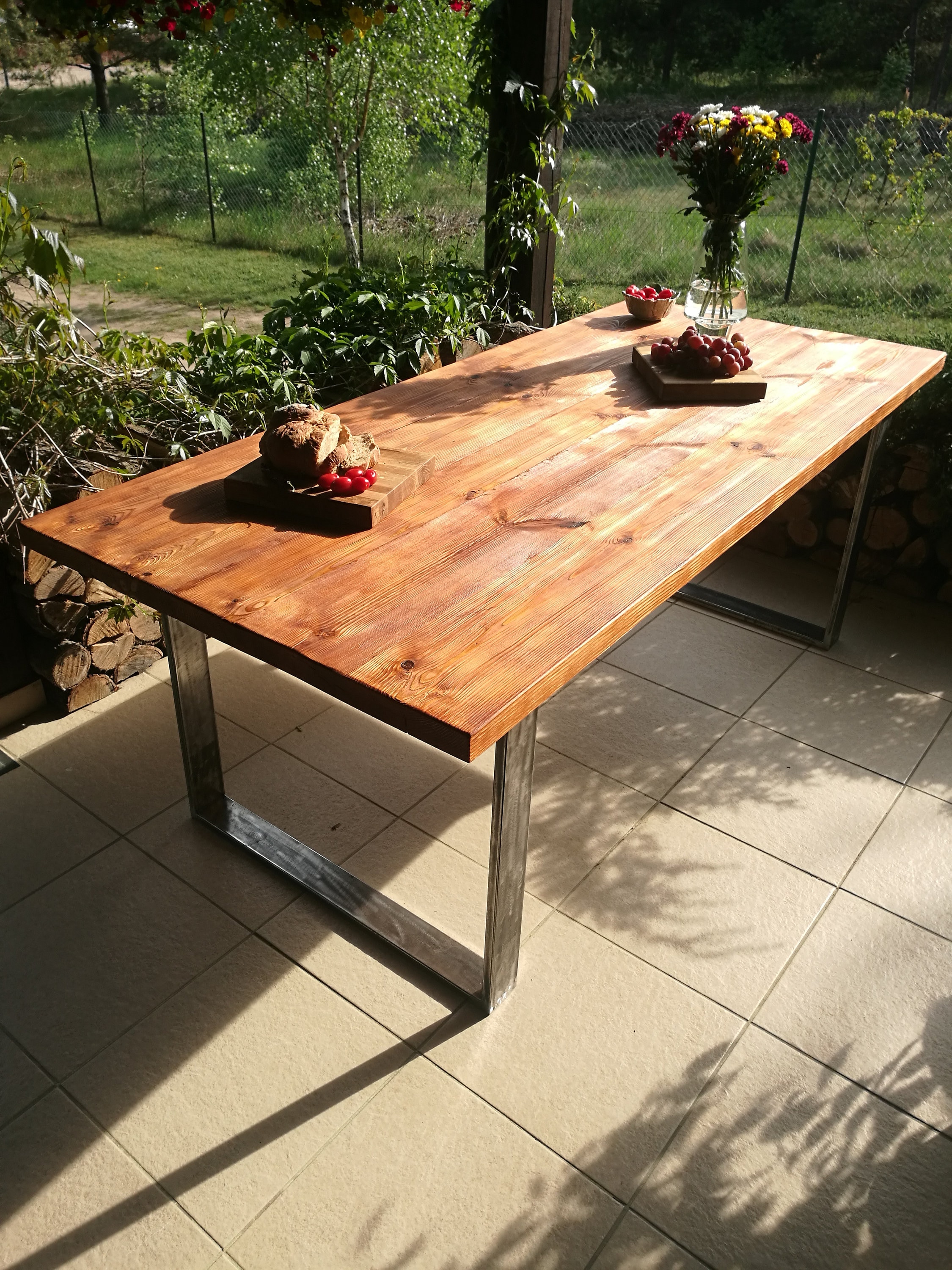 Dining Table Made of Solid Wood. Rustic Table for Home and Apartment ...