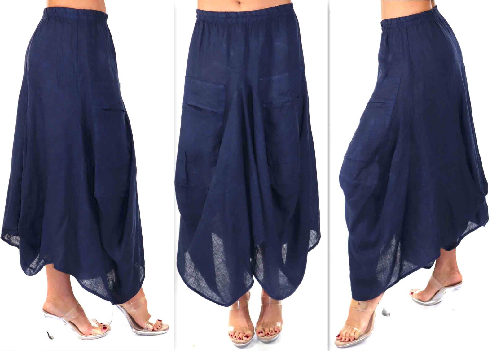 Quirky Linen Skirt, Lagen Look Linen Skirt, Summer Linen Skirt, Artsy ...