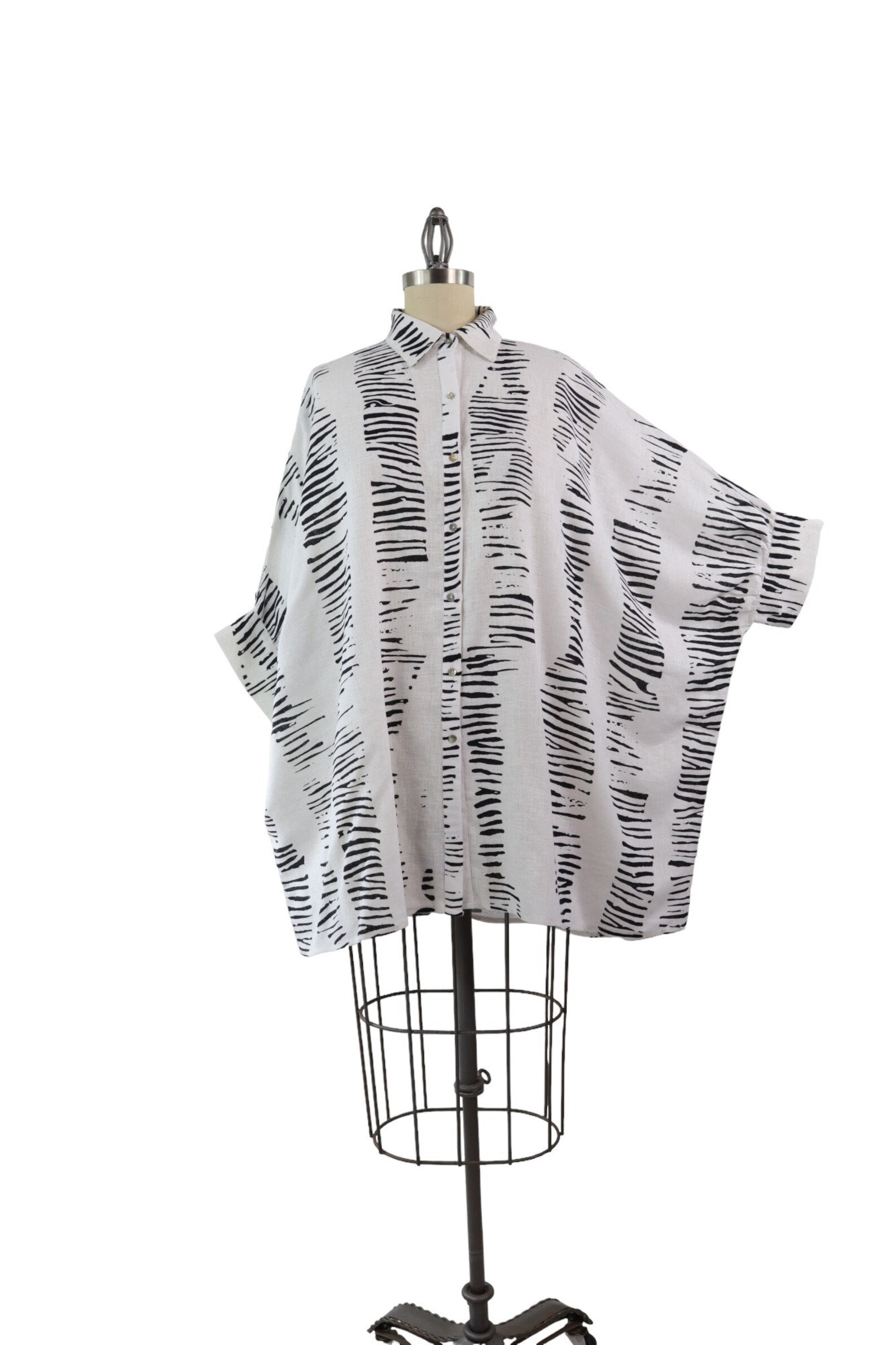 Artsy Oversized Linen Shirt, Plus Size Linen Shirt, Linen Women Blouse ...