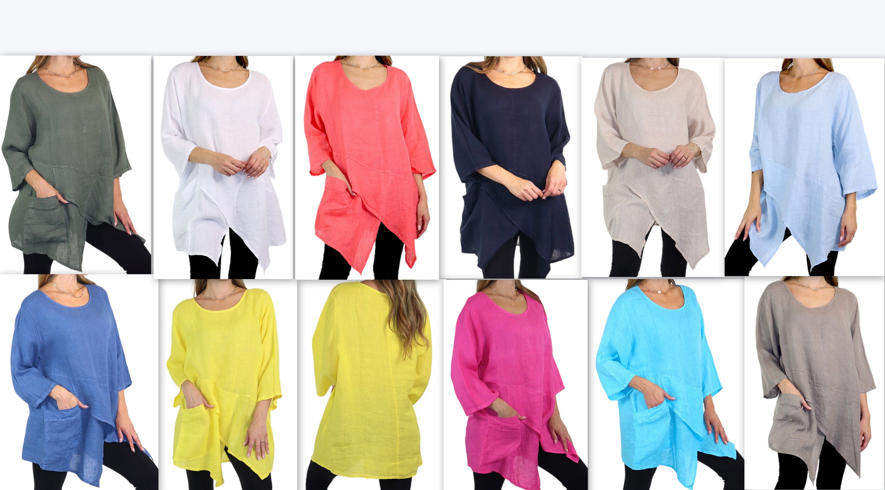 Asymmetrical Plus Size Linen Top, Linen Artsy Tunic, Women Linen Tunic ...