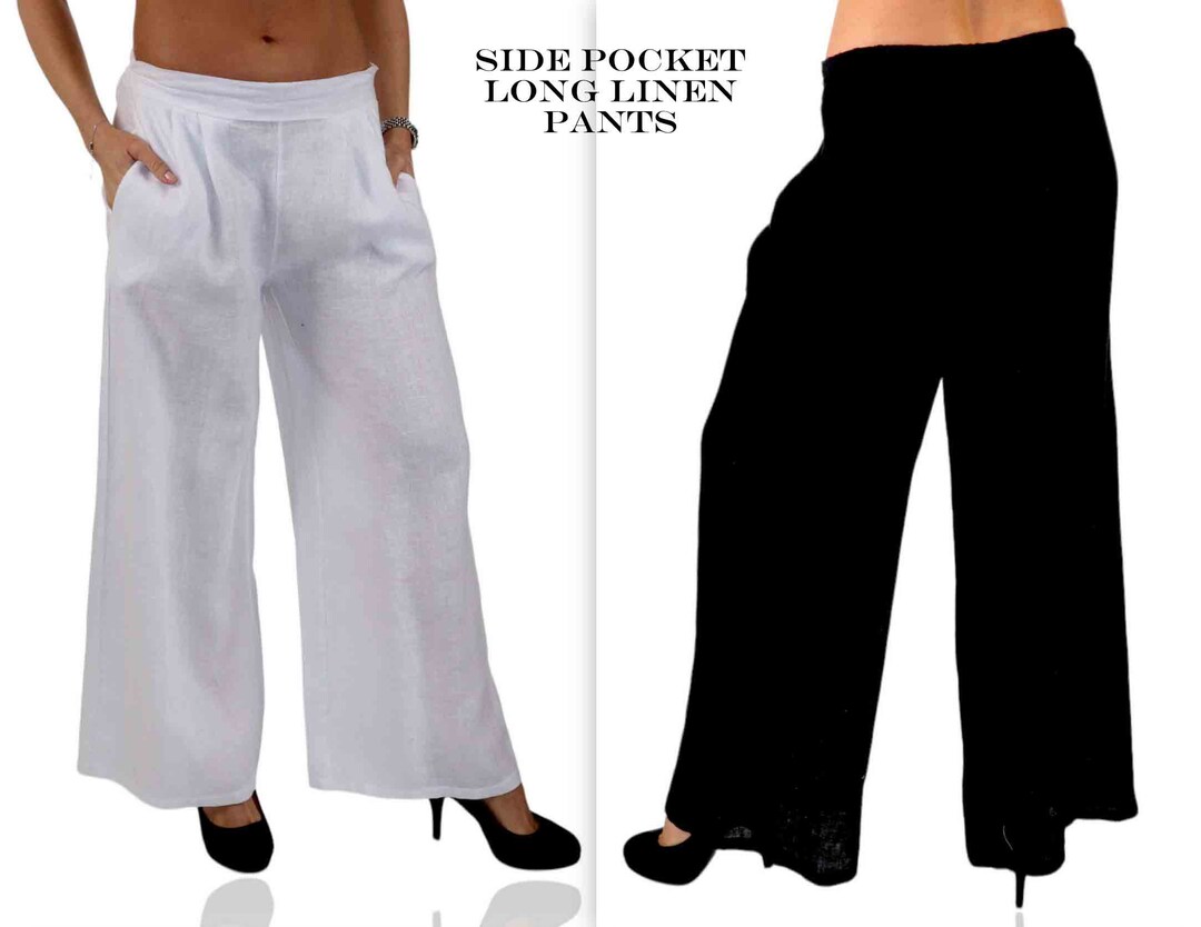 Linen Parallel Pants, Linen Wide Leg Pants, Women Linen Pants, Free ...