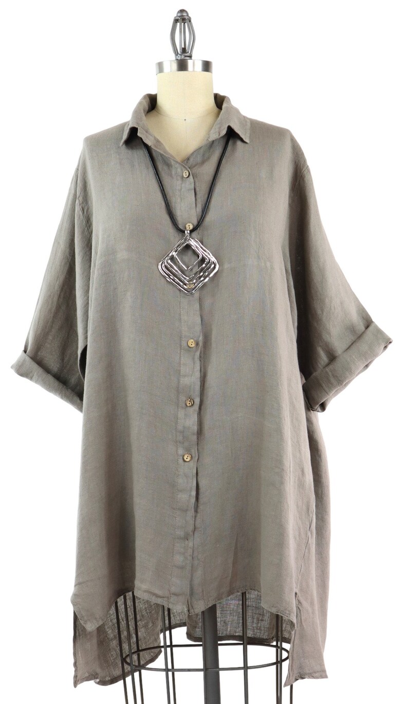 Hi Low Oversized Linen Shirt, Plus Size Linen Shirt, Everyday Linen ...