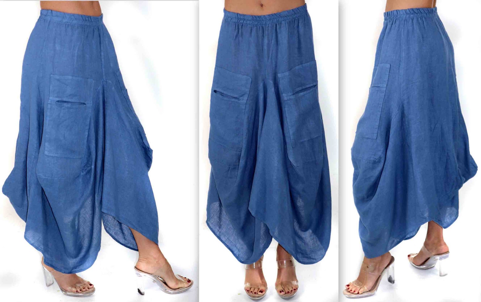 Quirky Linen Skirt, Lagen Look Linen Skirt, Summer Linen Skirt, Artsy ...