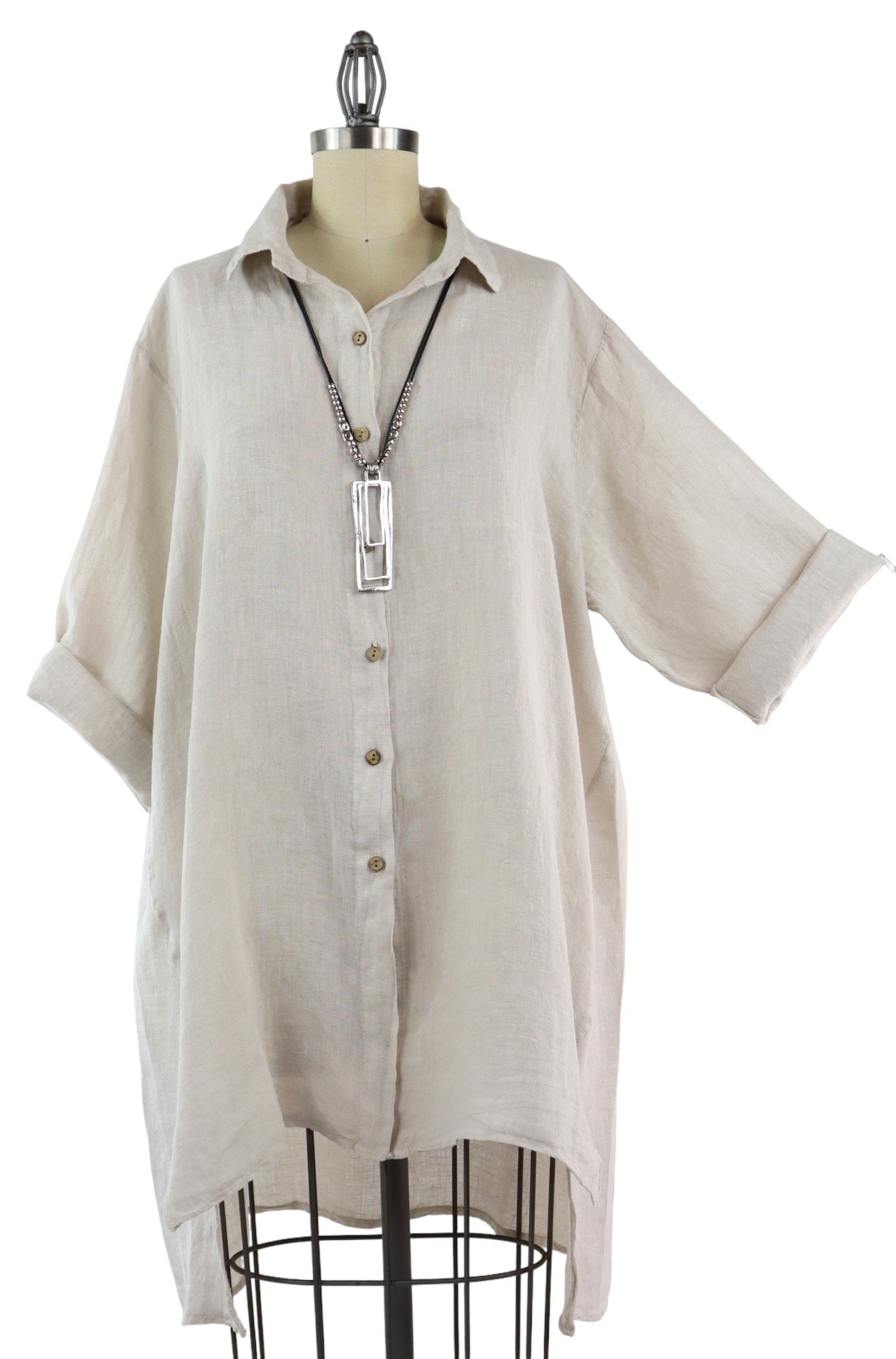 Hi Low Oversized Linen Shirt, Plus Size Linen Shirt, Everyday Linen ...