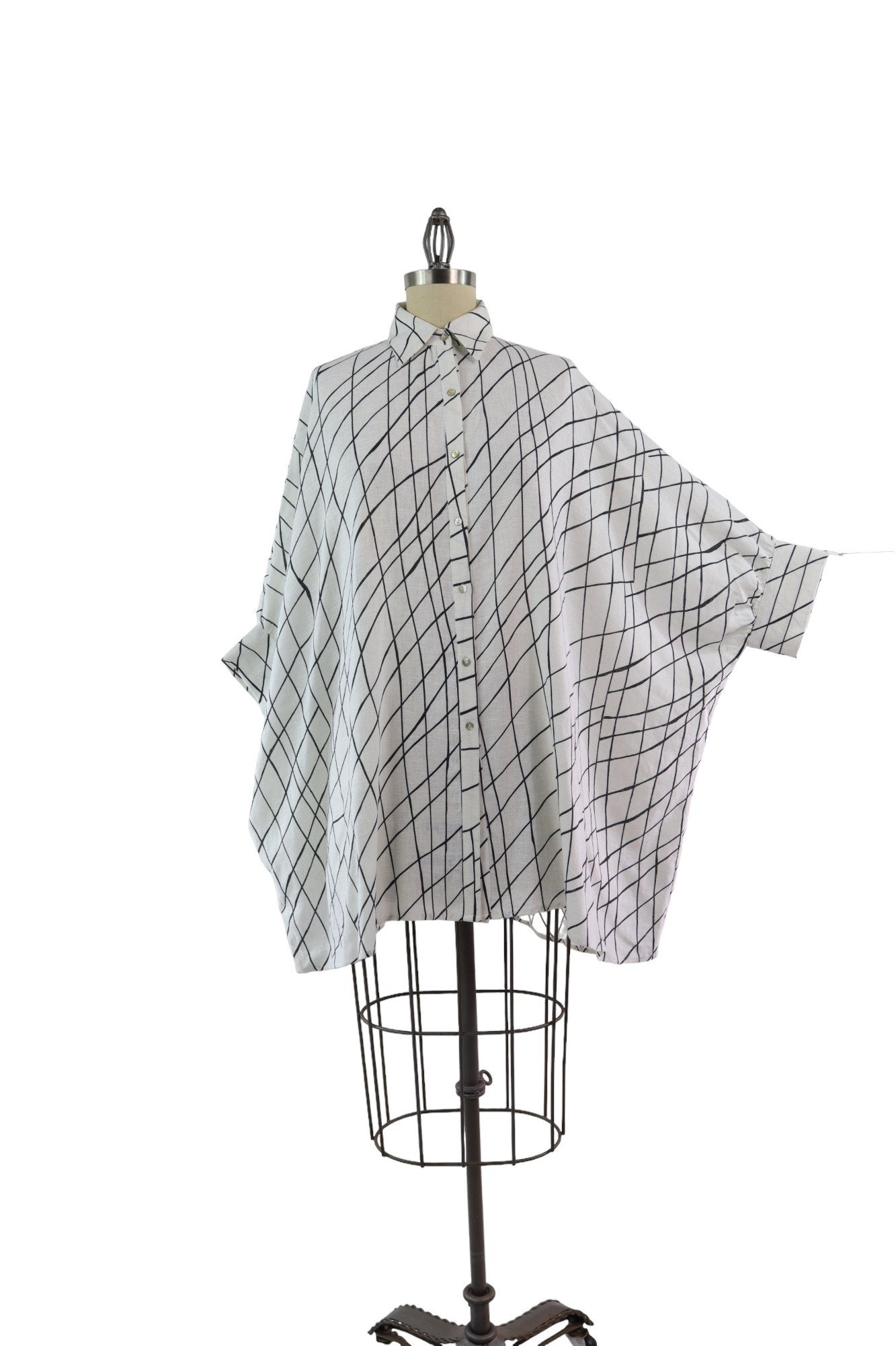 Artsy Oversized Linen Shirt, Plus Size Linen Shirt, Linen Women Blouse ...