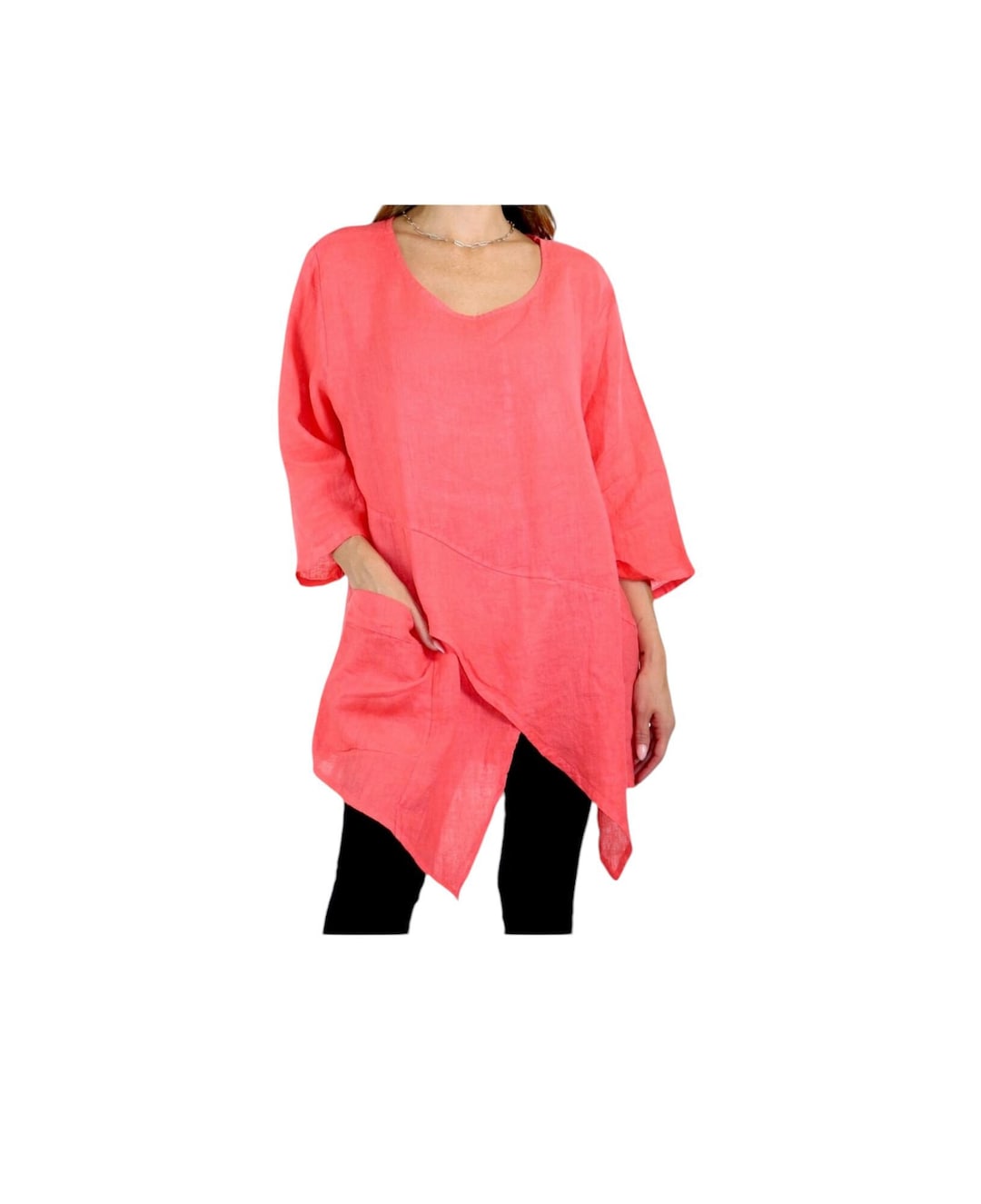 Asymmetrical Plus Size Linen Top, Linen Artsy Tunic, Women Linen Tunic ...