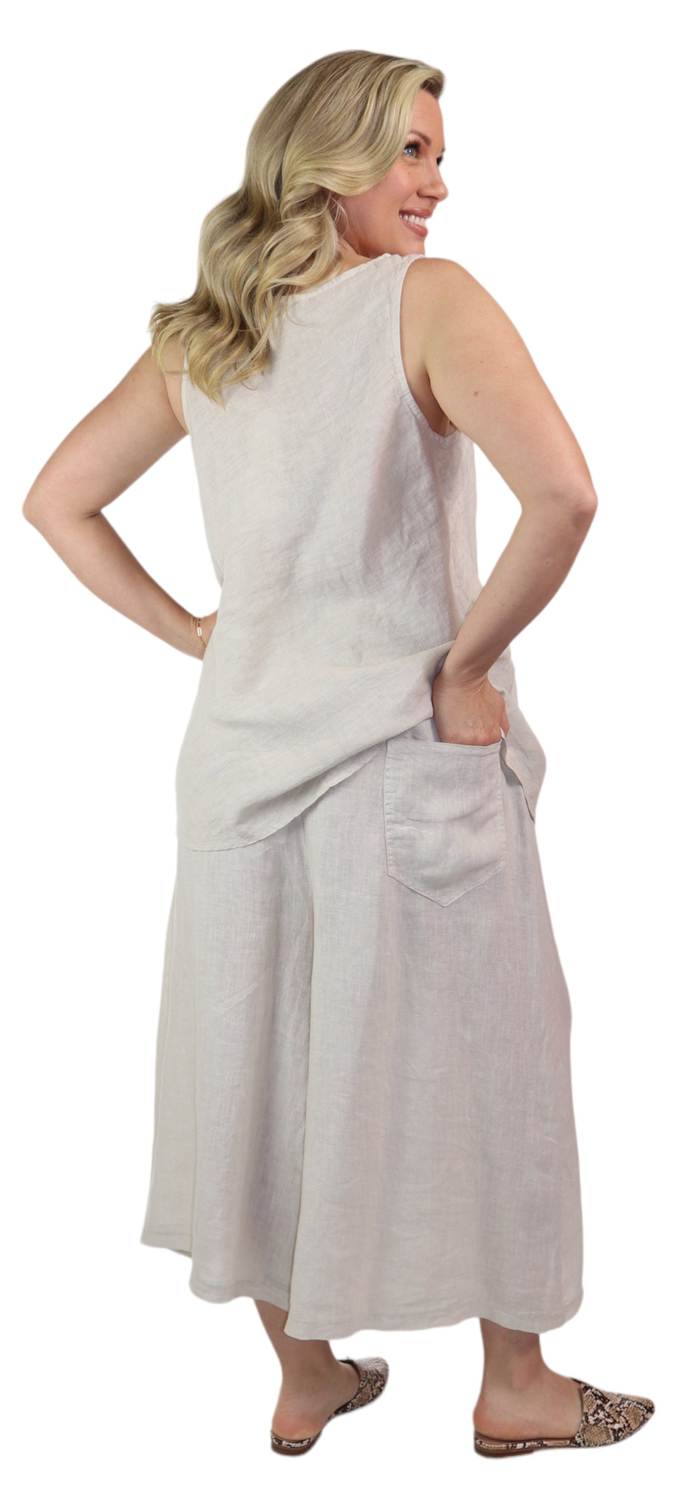 2 PC. Linen Culotte Pant Set, Linen Wide Leg Crop Pant Set, Linen Women ...