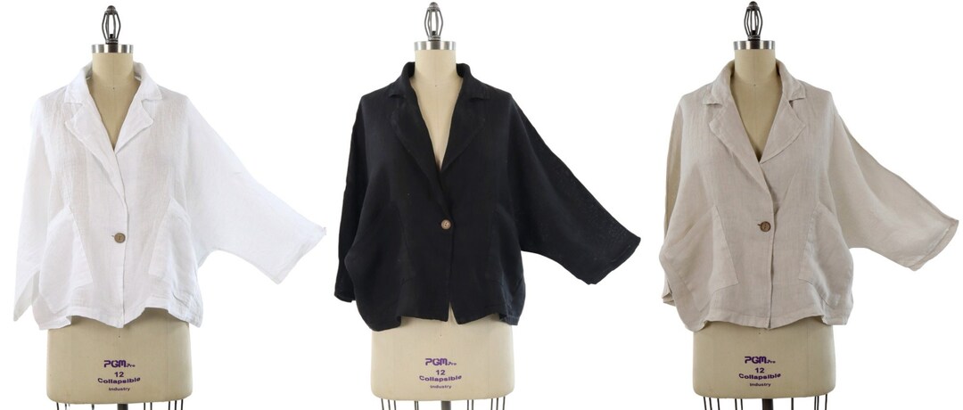 Linen Crop Jacket, Linen Women Short Jacket, Linen ONE Size Jacket ...
