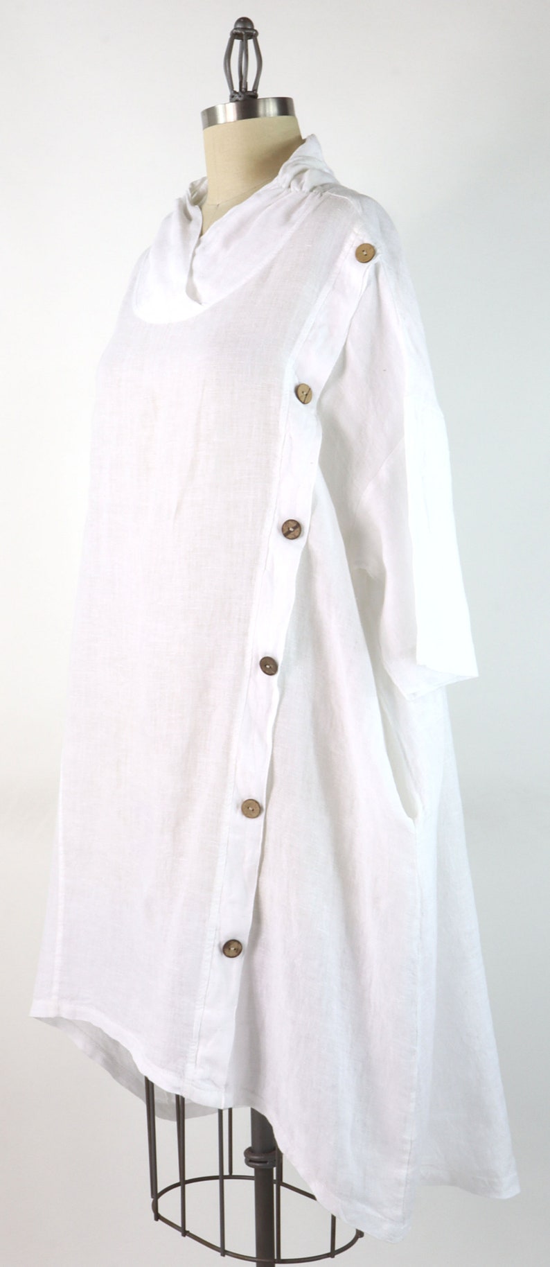 Plus Size Linen Tunic, Artsy Hi Low Top, Designer Collar - Etsy