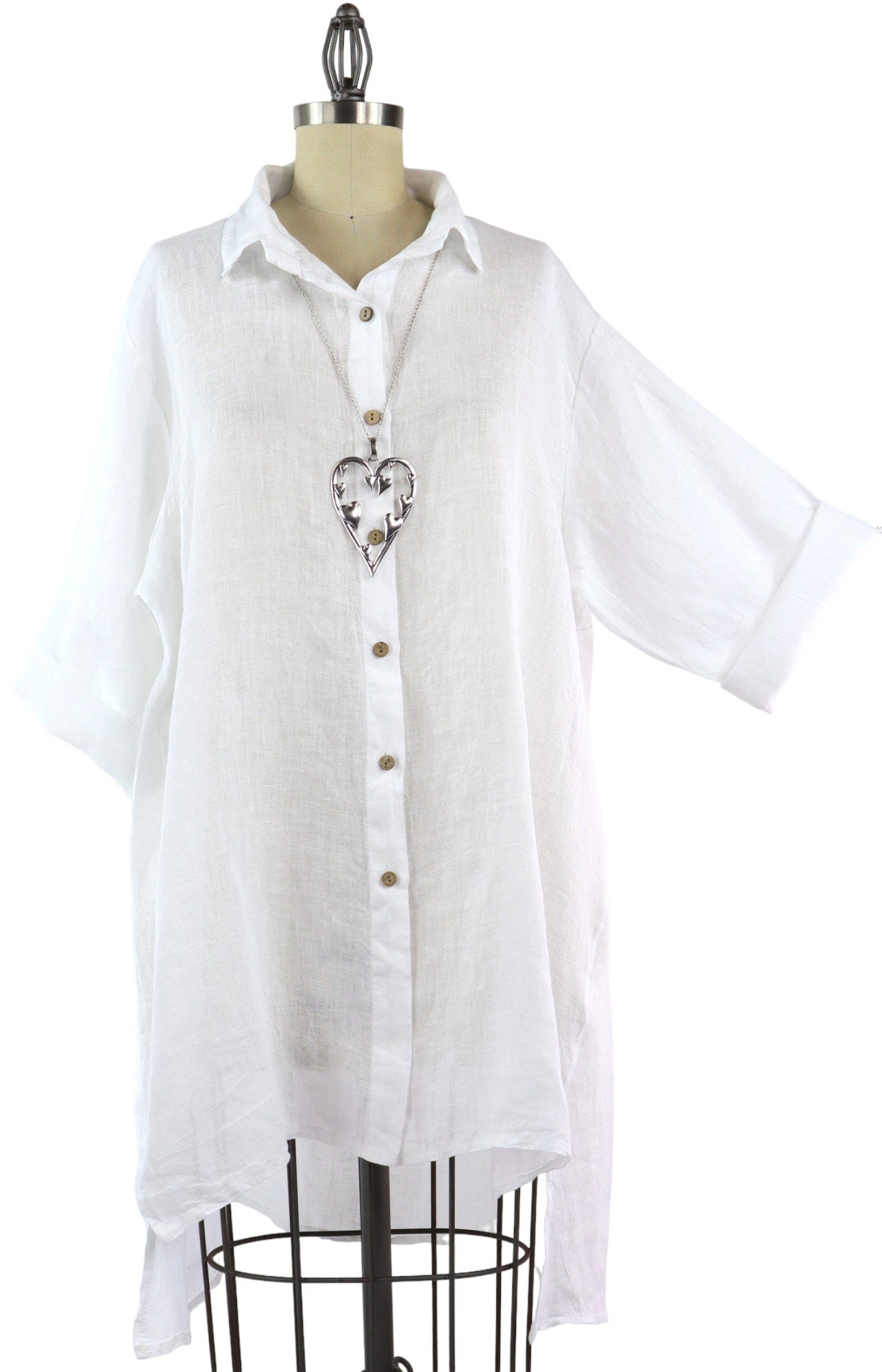 Hi Low Oversized Linen Shirt, Plus Size Linen Shirt, Everyday Linen ...