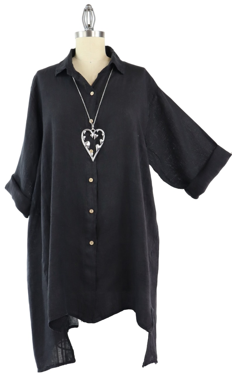 Hi Low Oversized Linen Shirt Plus Size Linen Shirt Everyday Linen