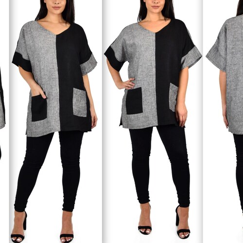 Linen Tunic Boxy Linen Tunic Washed Linen Tunic Mix N Match - Etsy