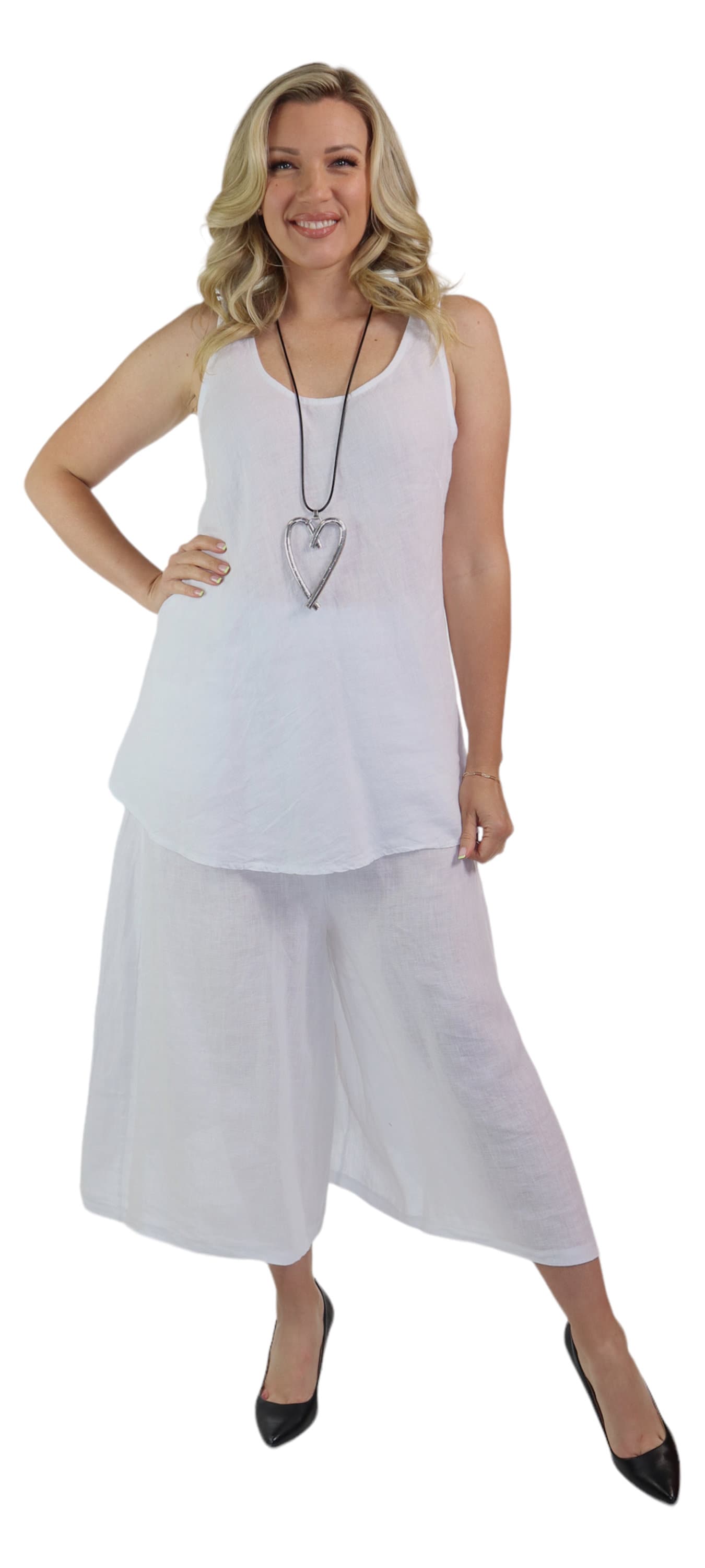 2 PC. Linen Culotte Pant Set, Linen Wide Leg Crop Pant Set, Linen Women ...