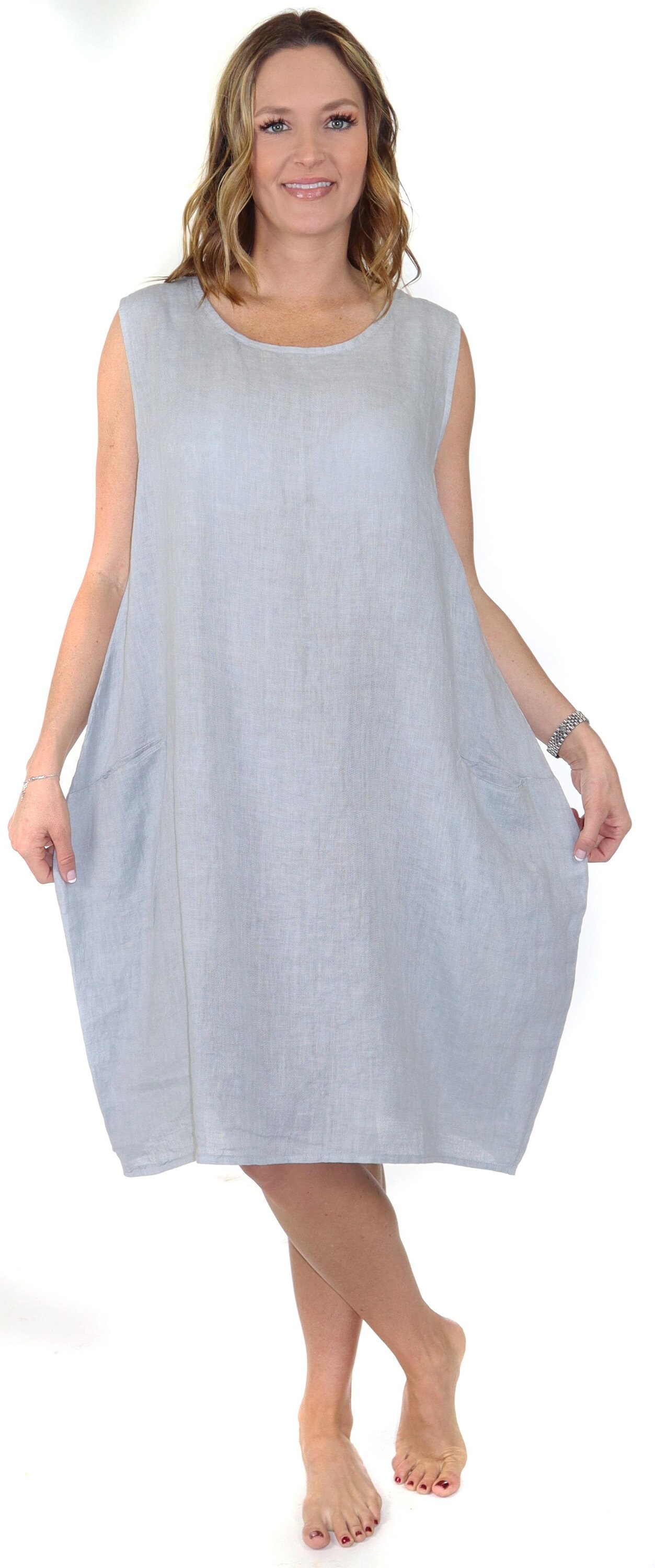 Linen Balloon Dress, Linen Comfy Dress, Linen Midi Dress Linen Summer ...