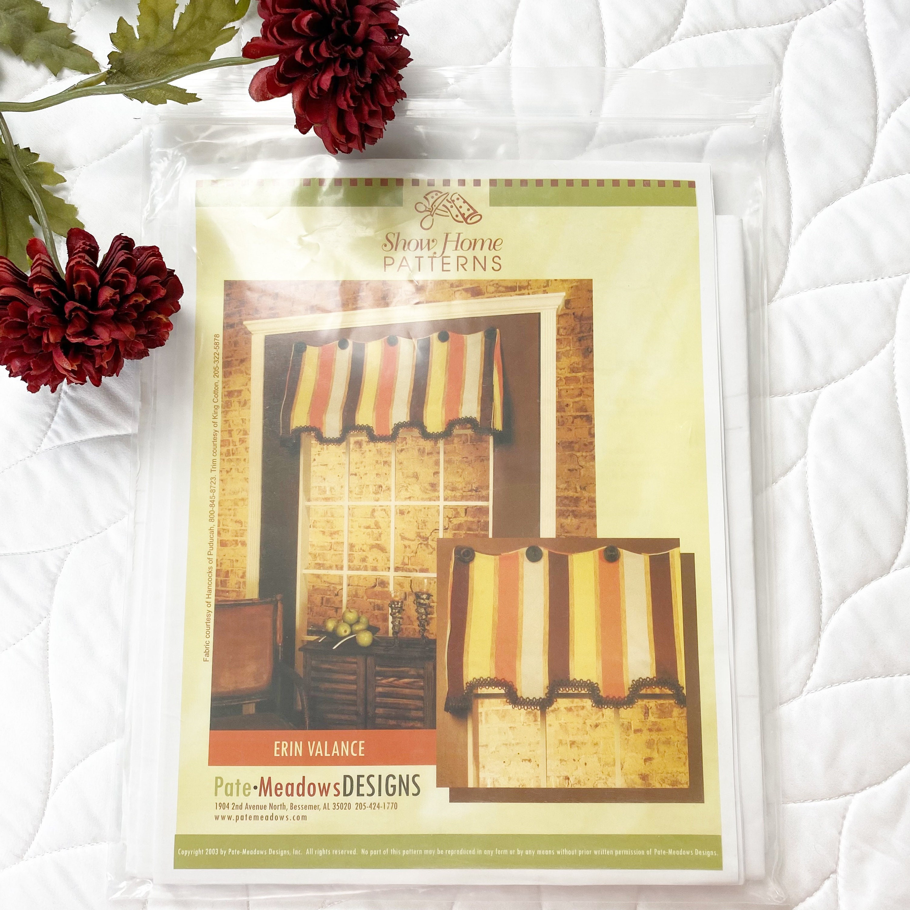 Erin Valance - Show Home Patterns - Pate Meadows Designs - Profession Valance Pattern UNCUT - Etsy
