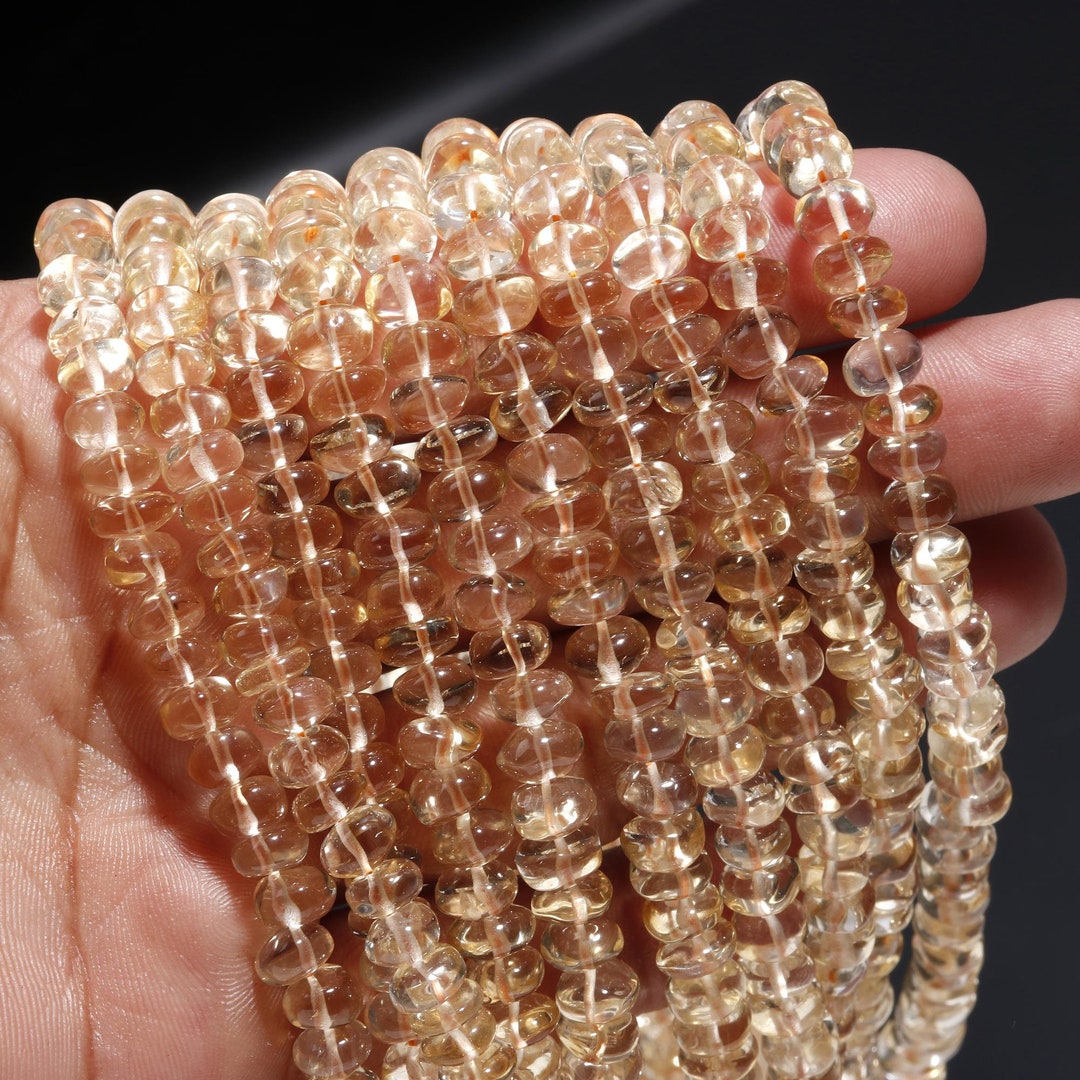 Citrine Smooth Rondelle Beads Natural Citrine Bead 7-8 MM Smooth Bead ...