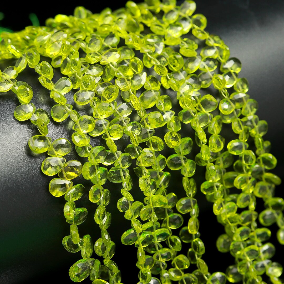 Green Peridot Pear Shape Beads Natural Peridot Faceted 5x7 MM ...