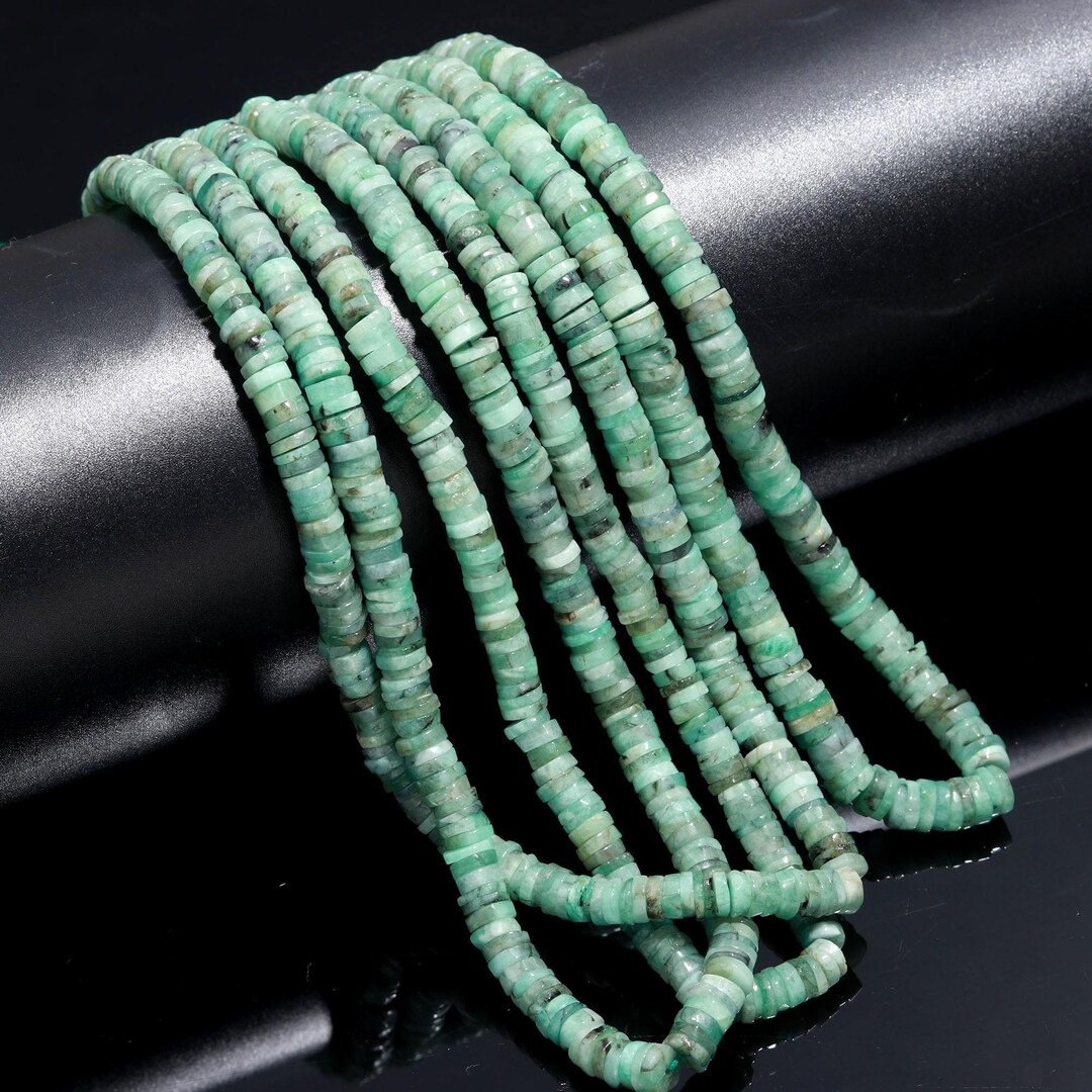 Emerald Heishi Washer Beads Natural Emerald Heishi Washer Beads AAA ...