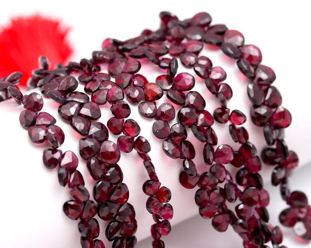 Rodolite Garnet Faceted Heart Shape Beads Natural Rodolite Heart Shape ...