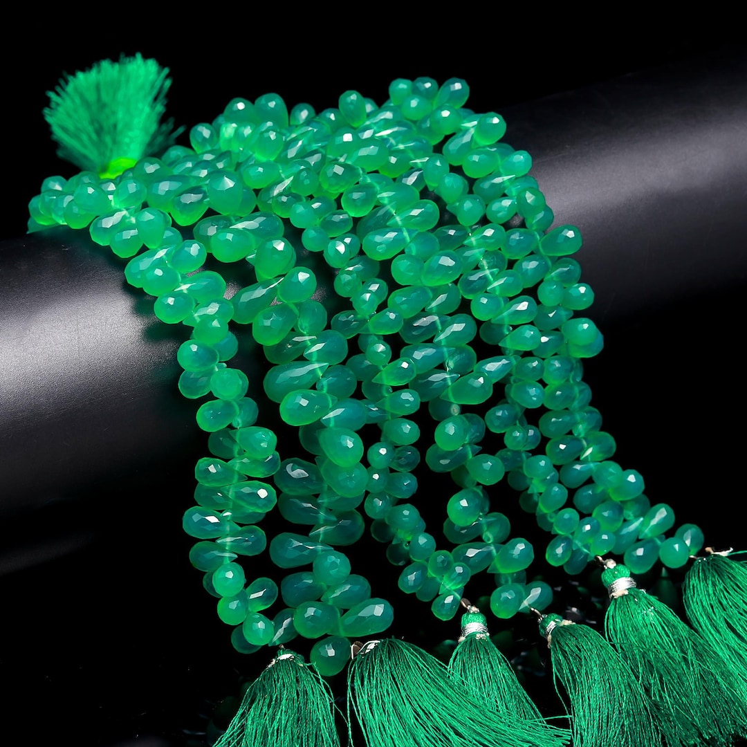 Green Onyx Faceted Tear Shape Beads Natural Green Onyx Tear Shape ...