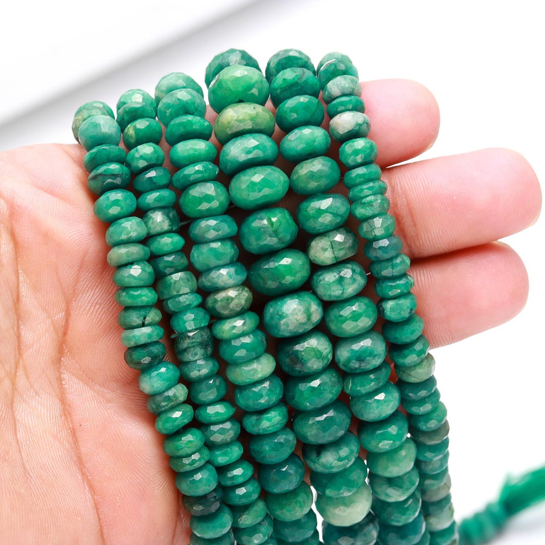 Emerald Faceted Rondelle Beads Natural Emerald Rondelle Beads Faceted ...