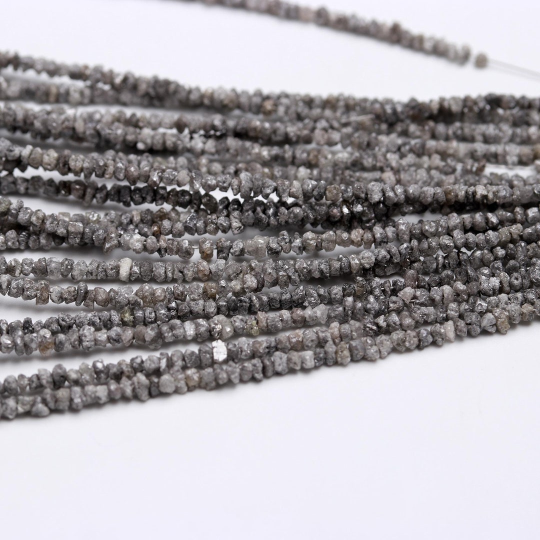 Grey Diamond Uncut Beads Natural Diamond Raw Beads 2.5-3.5 MM White ...
