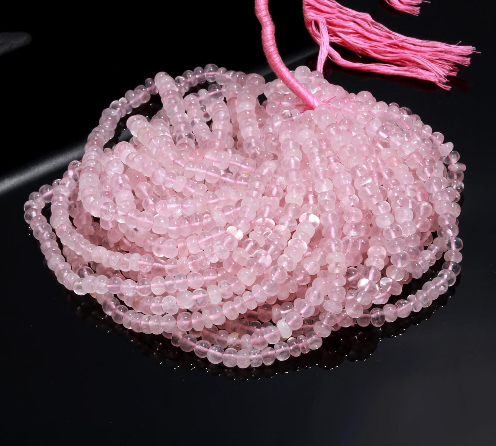 Rose Quartz Smooth Rondelle Natural Rose Quartz 6-7 MM Pink Rose Quartz ...
