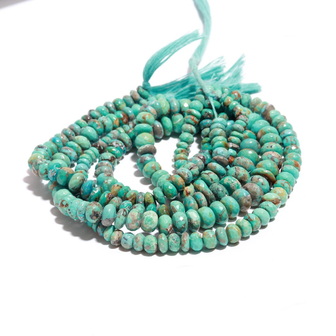 Arizona Turquoise Faceted Rondelle Beads Natural Arizona Turquoise ...