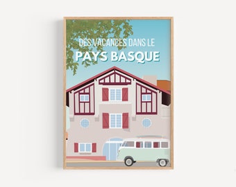 Affiche illustrée Pays Basque - Etsy France