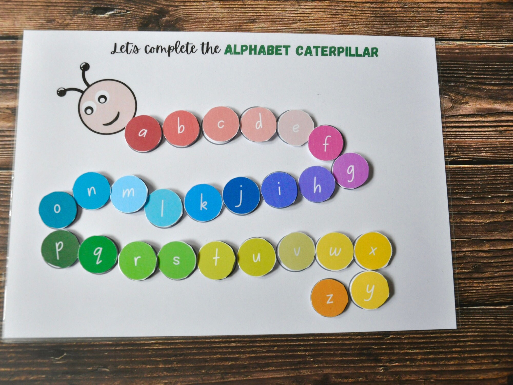 Alphabet Caterpillar Printable Educational Game for Preschool Toddlers ...