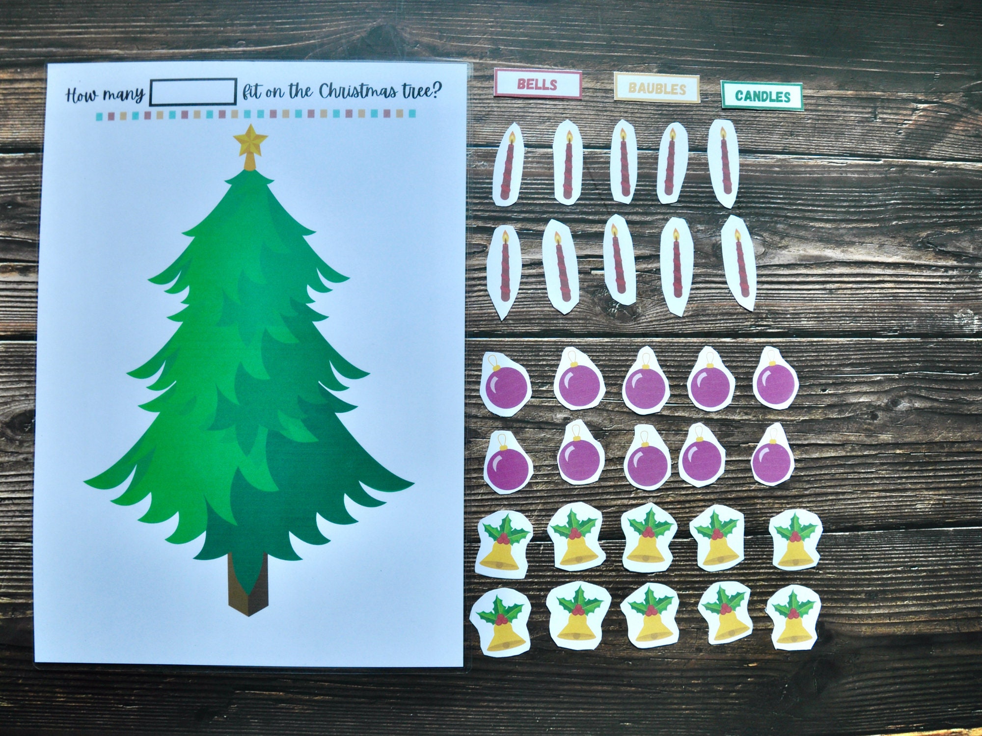 Toys & Games Christmas tree counting cards 1-10 Montessori printable ...