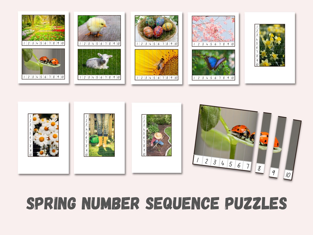 Spring Number Sequence Puzzles. Montessori Printable Activity for ...