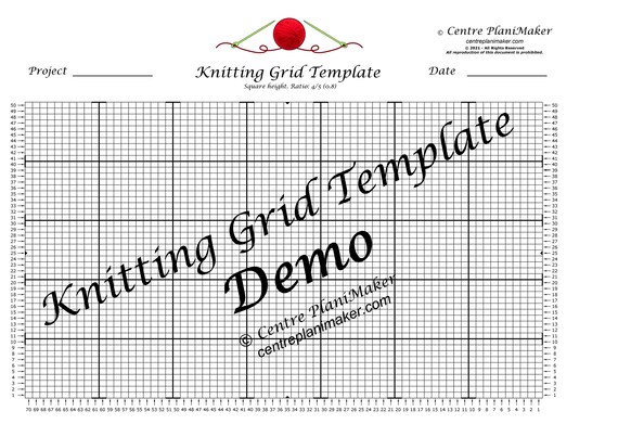 Knitting Grid Template english - Etsy