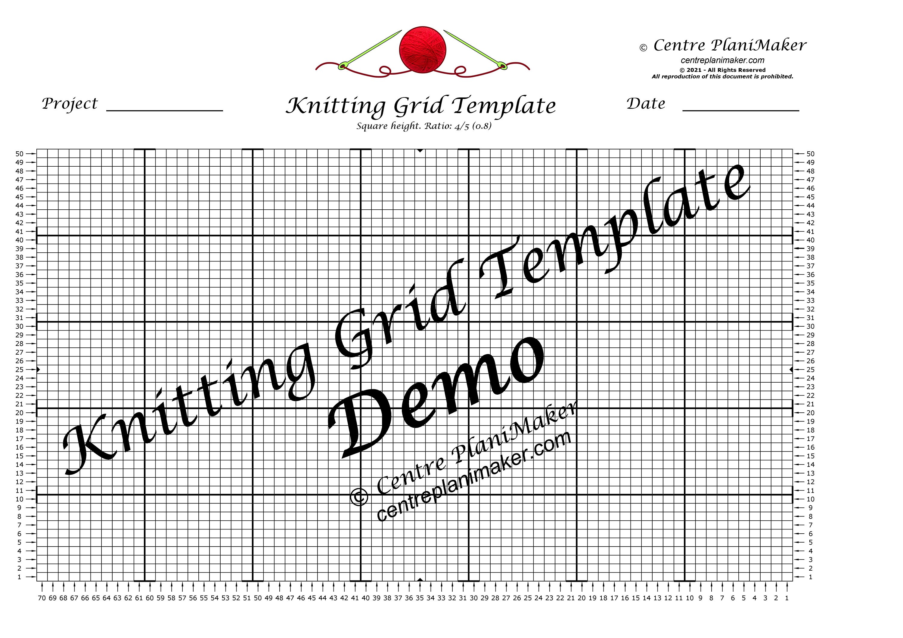 Knitting Grid Template english - Etsy