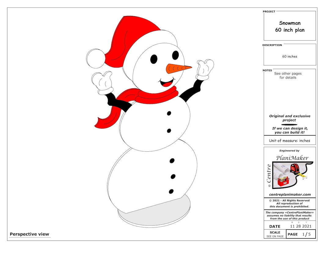 Snowman Wood Pattern, Instant Download, PDF - Etsy