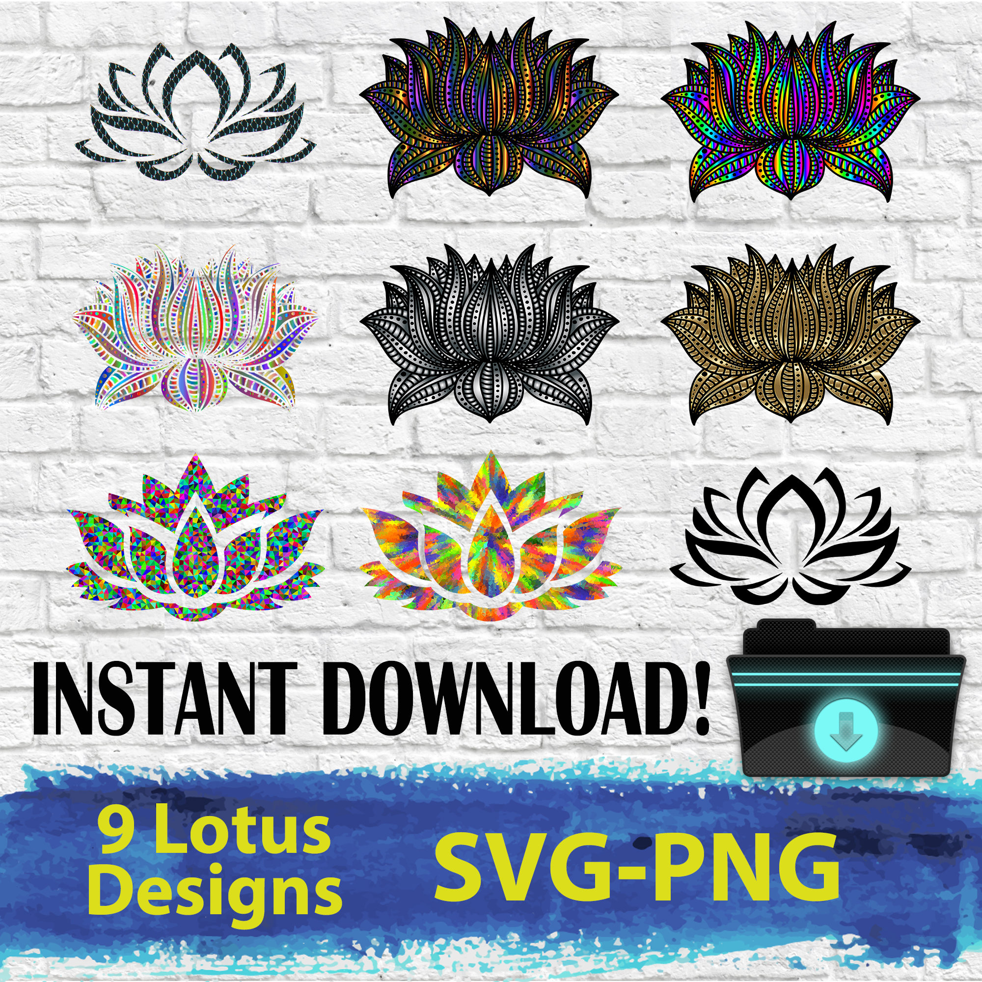 Lotus Svg, Lotus Png, 9 Lotus Flowers Svg Bundle, Lotus Flower Vector ...